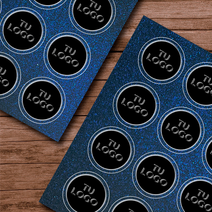 Stickers de papel · Azul metálico con barniz sectorizado – StickerShopcl