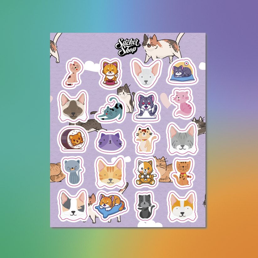 Lámina de Stickers de Gatos – StickerShopcl